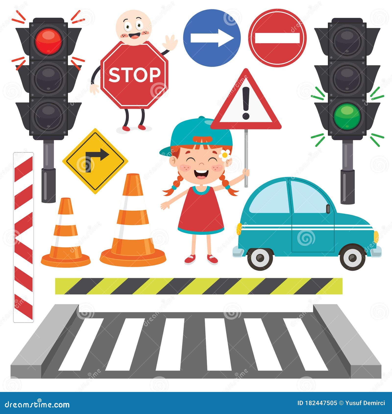 Traffic Concept with Funny Characters Stock Vector - Illustration of ...
