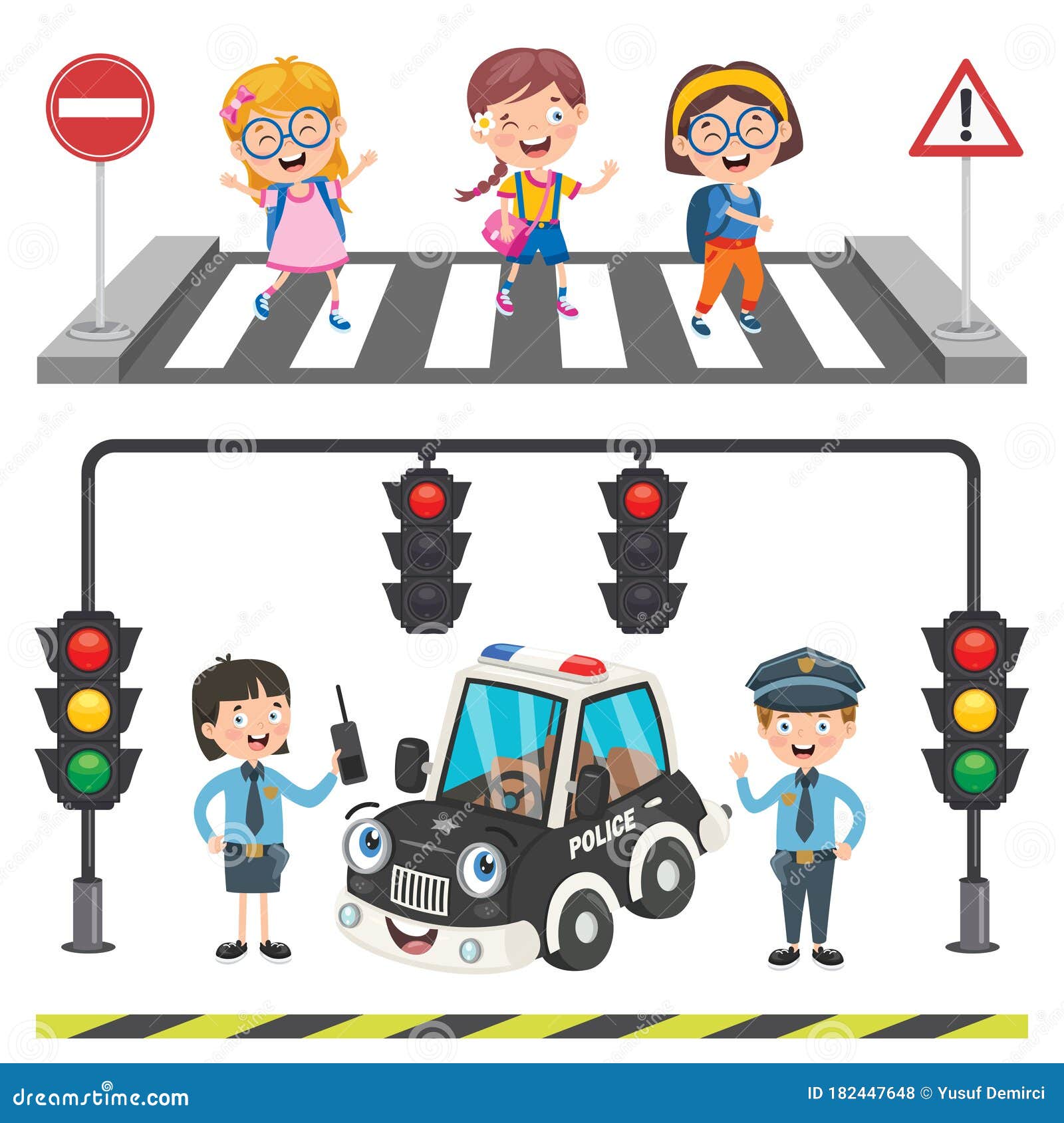 Traffic Concept with Funny Characters Stock Vector - Illustration of ...