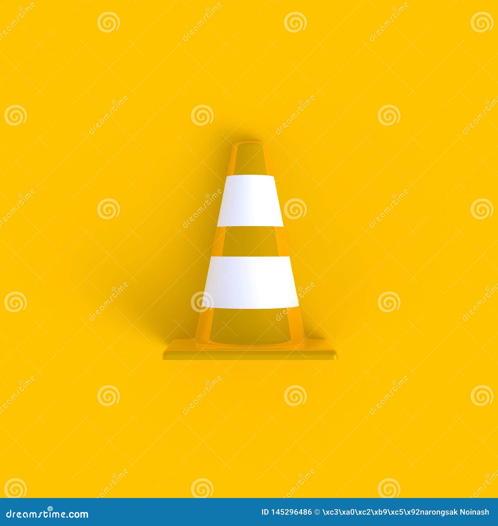Traffic Cone Abstract Minimal Yellow Background Stock Illustration ...