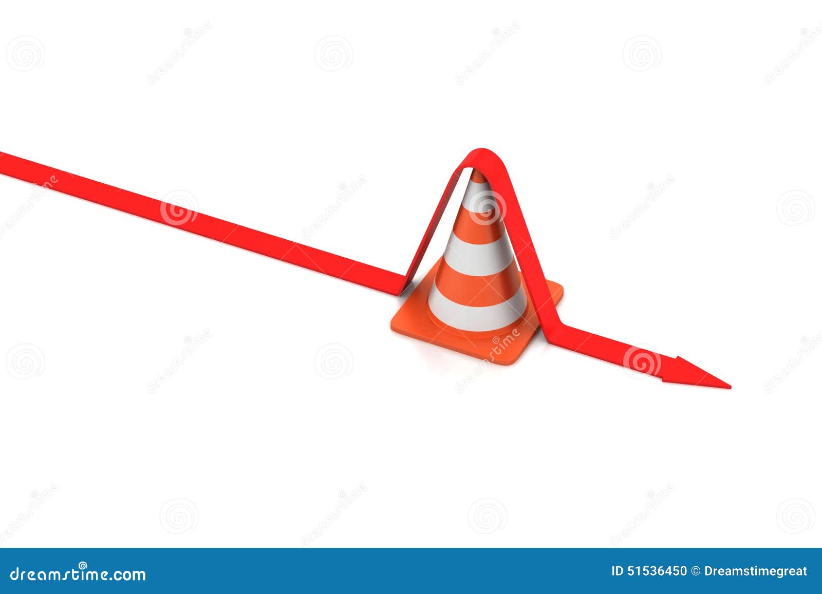 The Traffic Cone with Arrow Stock Illustration - Illustration of ...