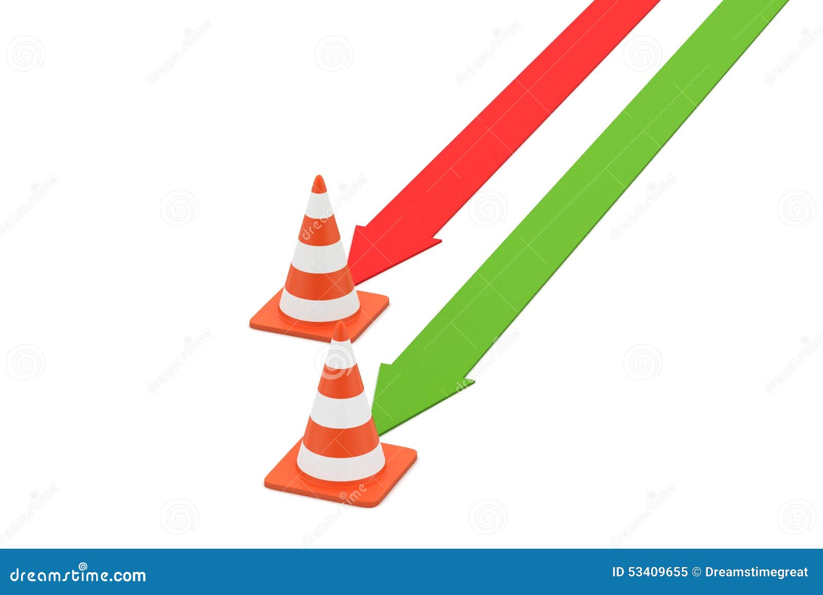 The Traffic Cone with Arrow Stock Illustration - Illustration of ...