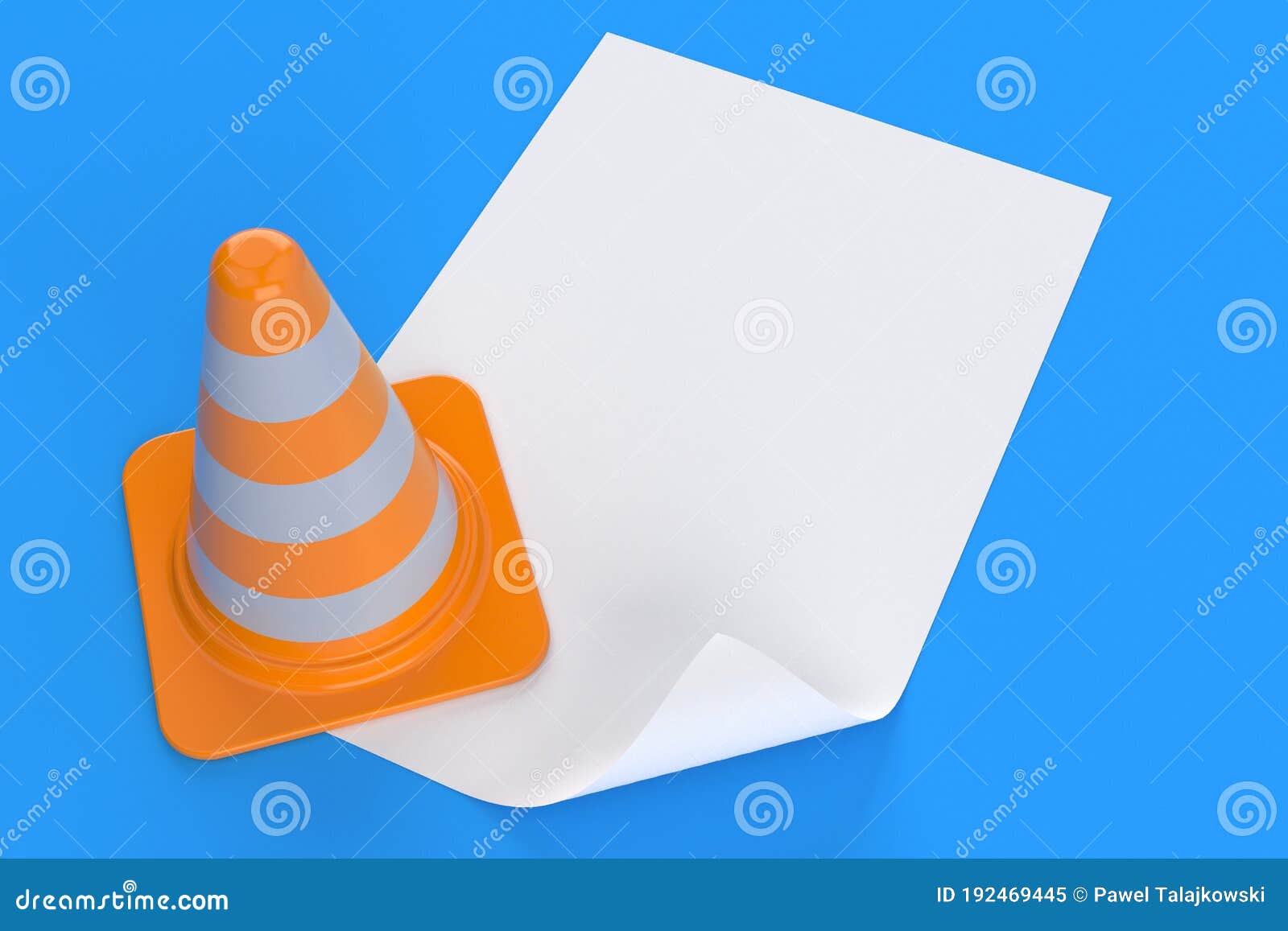 Traffic Cone with Blank Sheet of Paper Stock Illustration ...