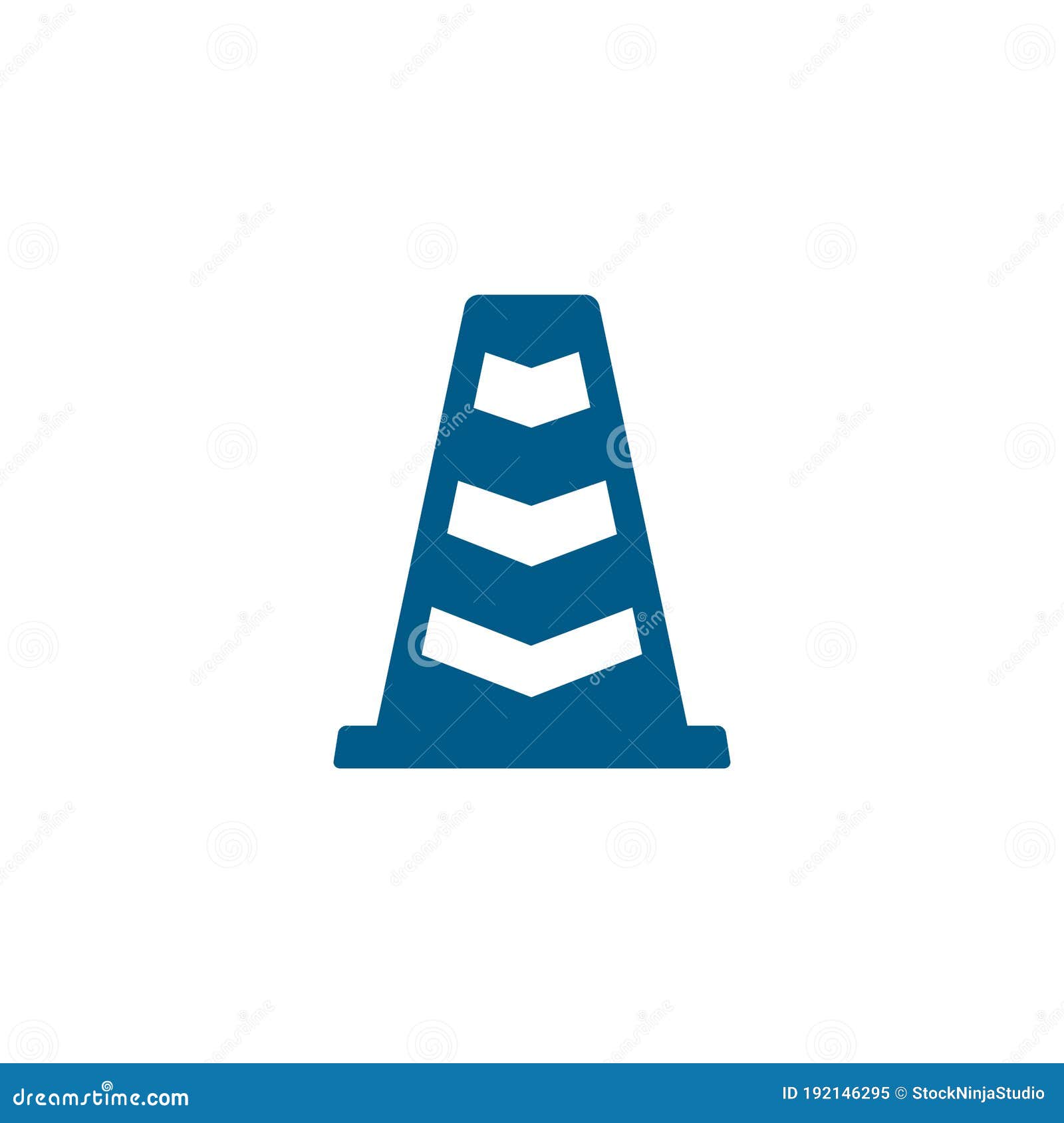Traffic Cone Blue Icon on White Background. Blue Flat Style Vector ...