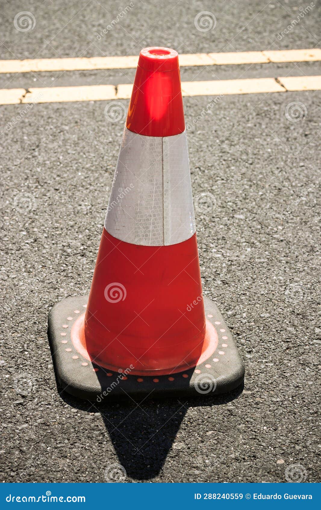 Traffic Cone Close Up in the Middle of a Road. Stock Image - Image of ...