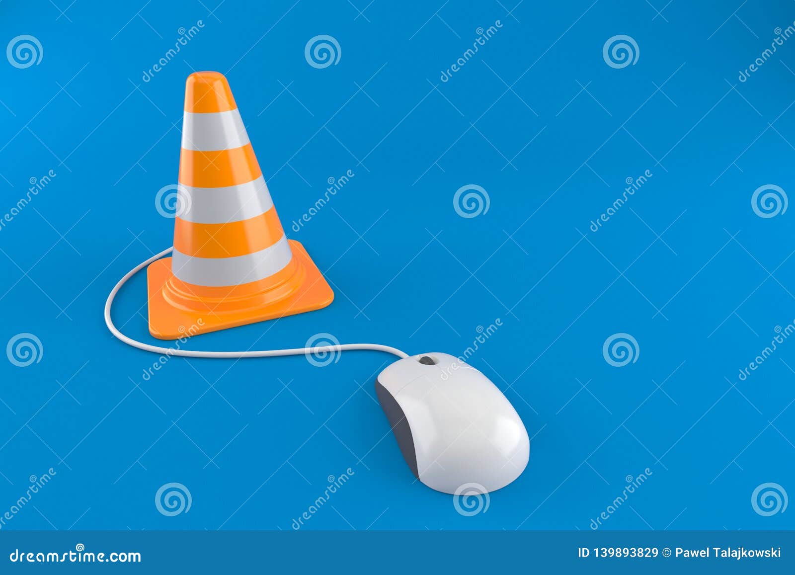 Traffic Cone with Computer Mouse Stock Illustration - Illustration of ...