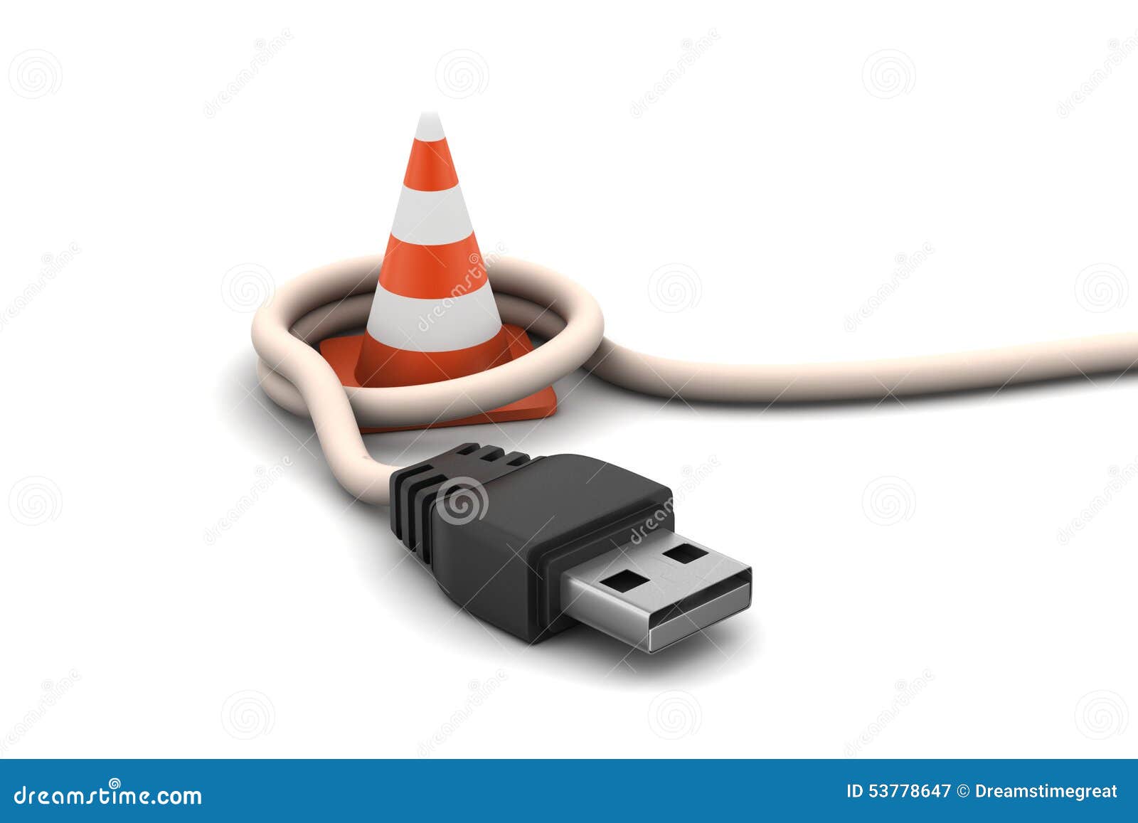 Traffic Cone Connect with Cable Stock Illustration - Illustration of ...