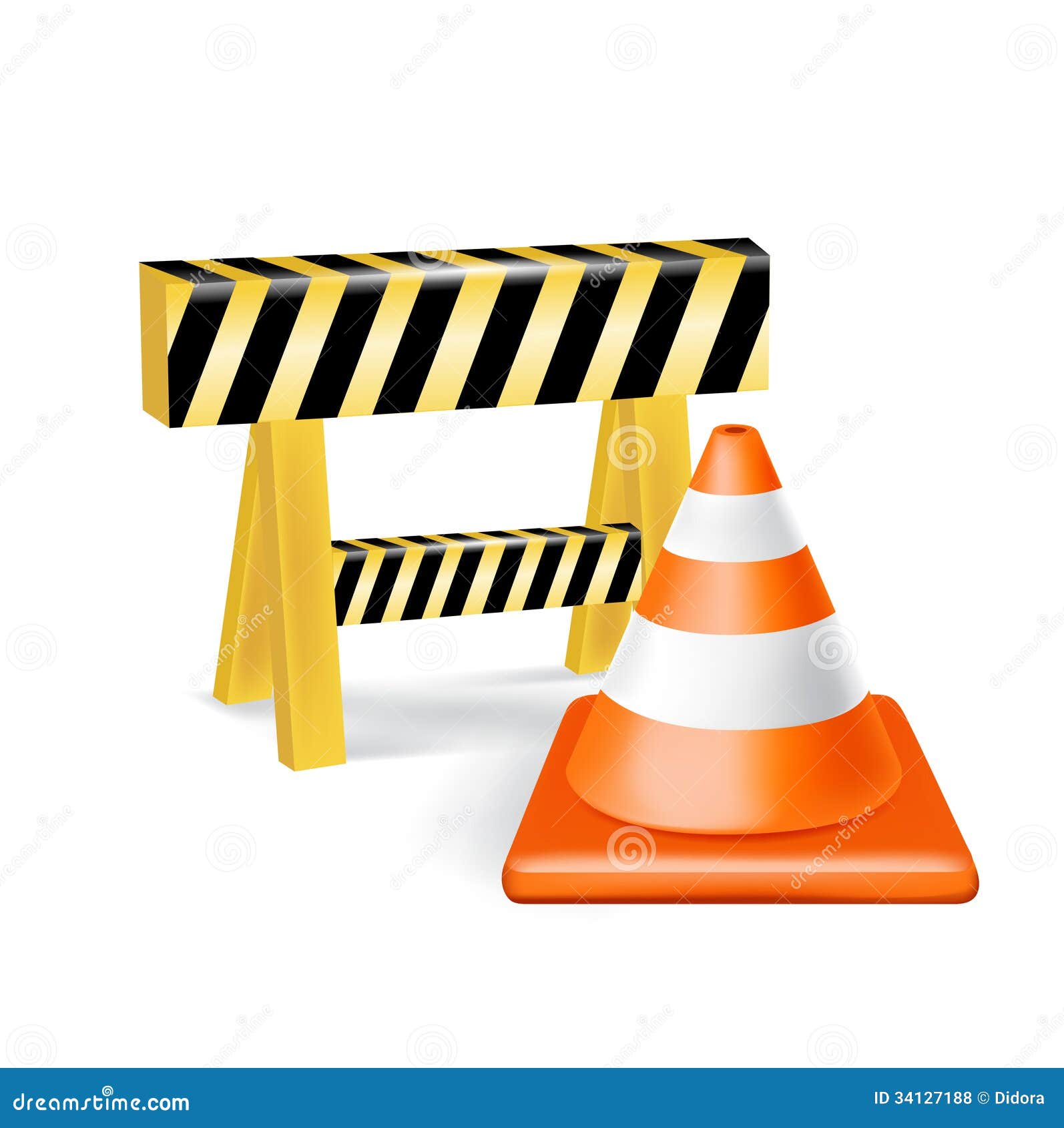 Traffic Cone and Construction Sign Isolated Stock Illustration ...