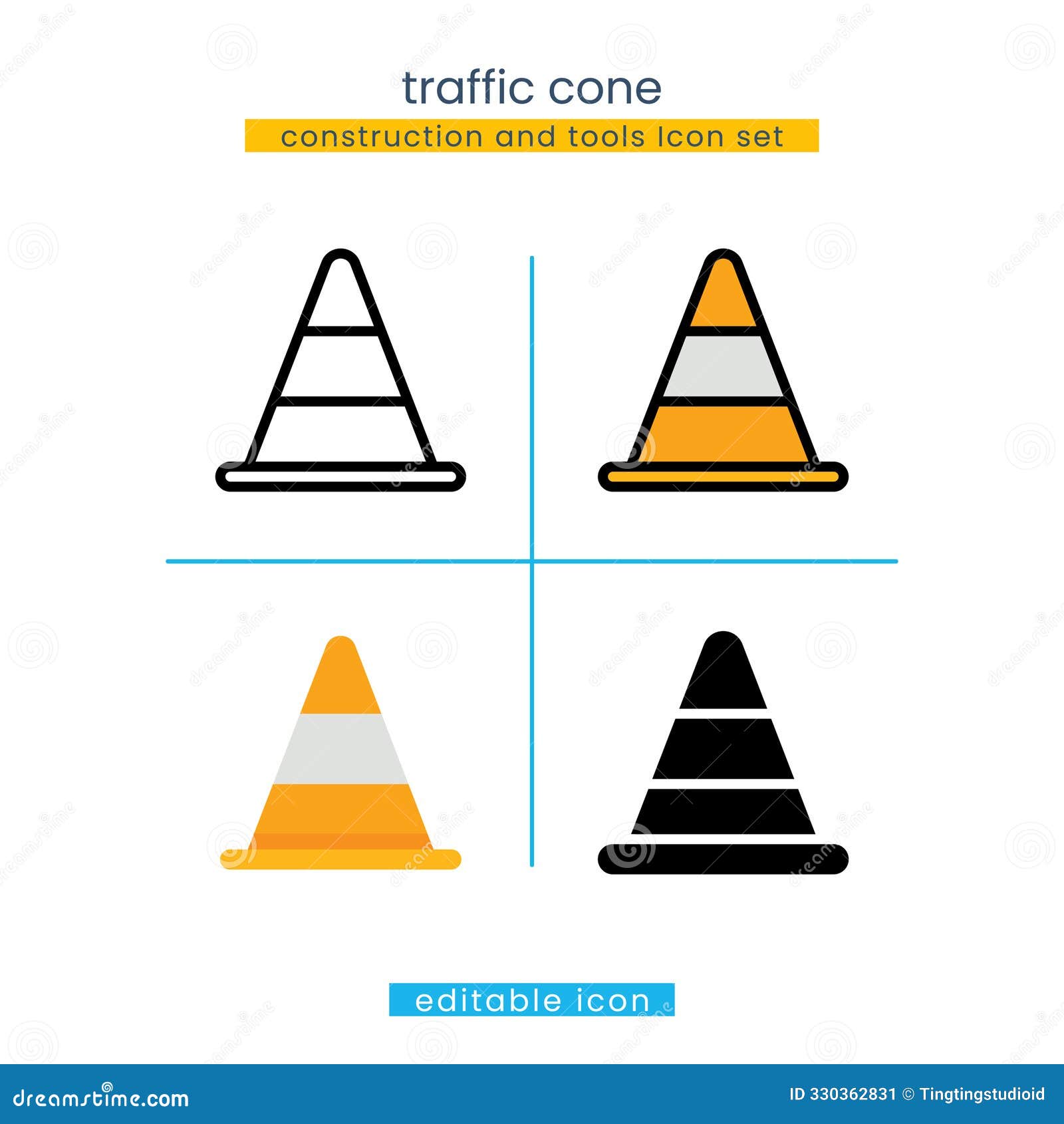 Traffic Cone Construction and Tools Icon Stock Illustration ...
