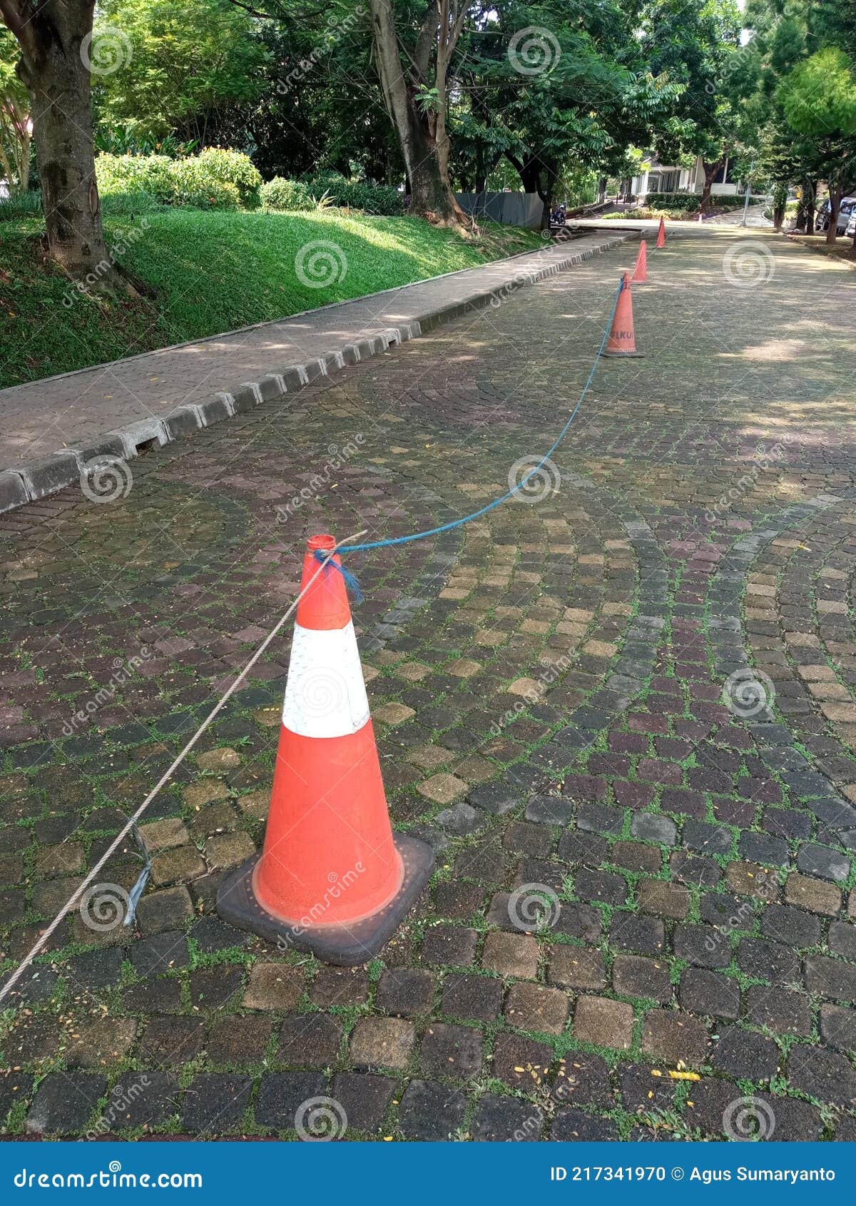 Traffic Cones As Roadblocks in the Campus Environment Stock Photo ...