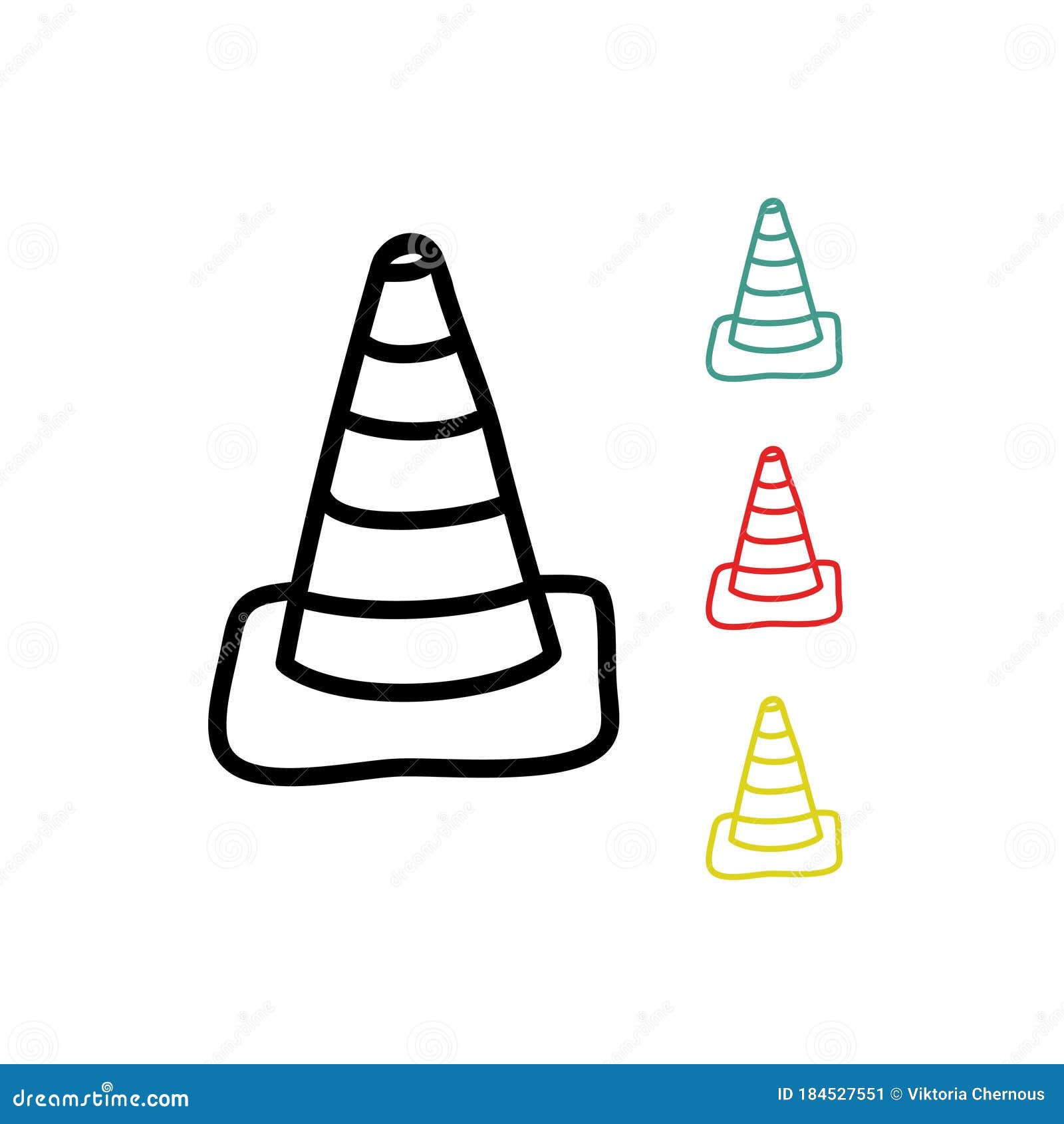 Traffic Cone Doodle Icon, Vector Illustration Stock Illustration ...