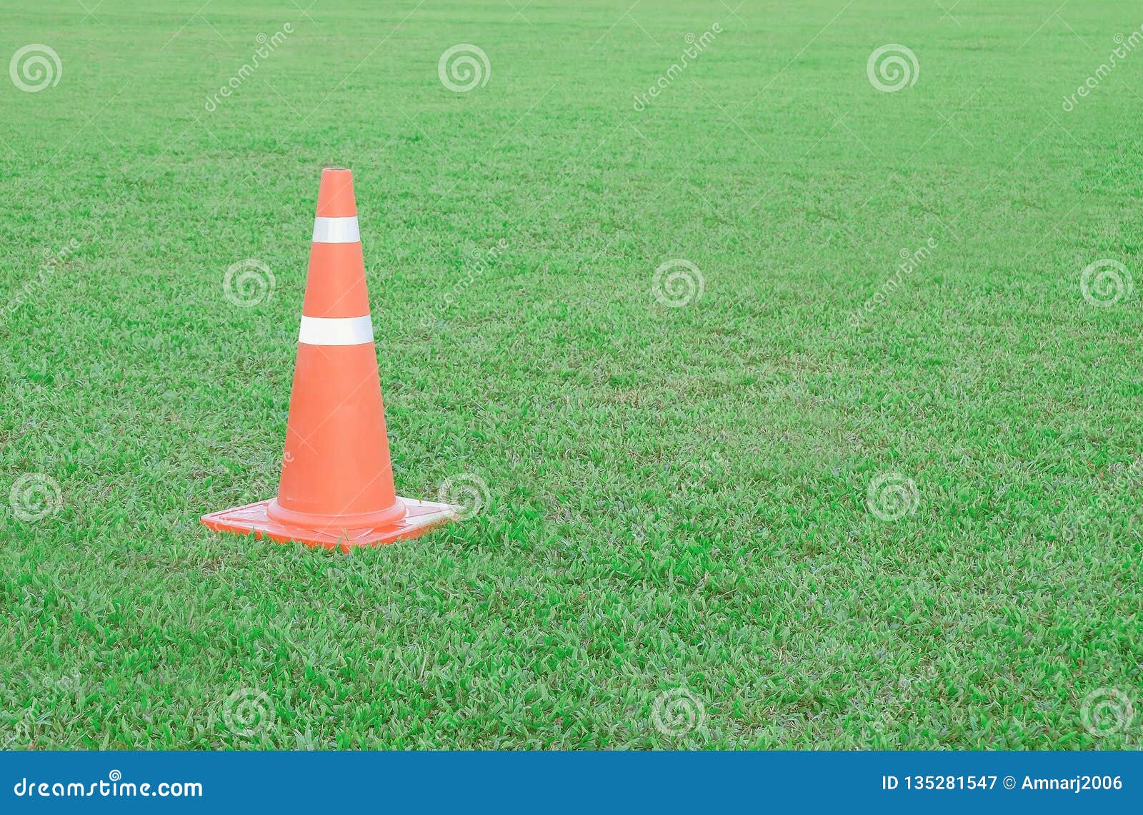 Traffic Cone or Funnel on Green Field Stock Image - Image of caution ...