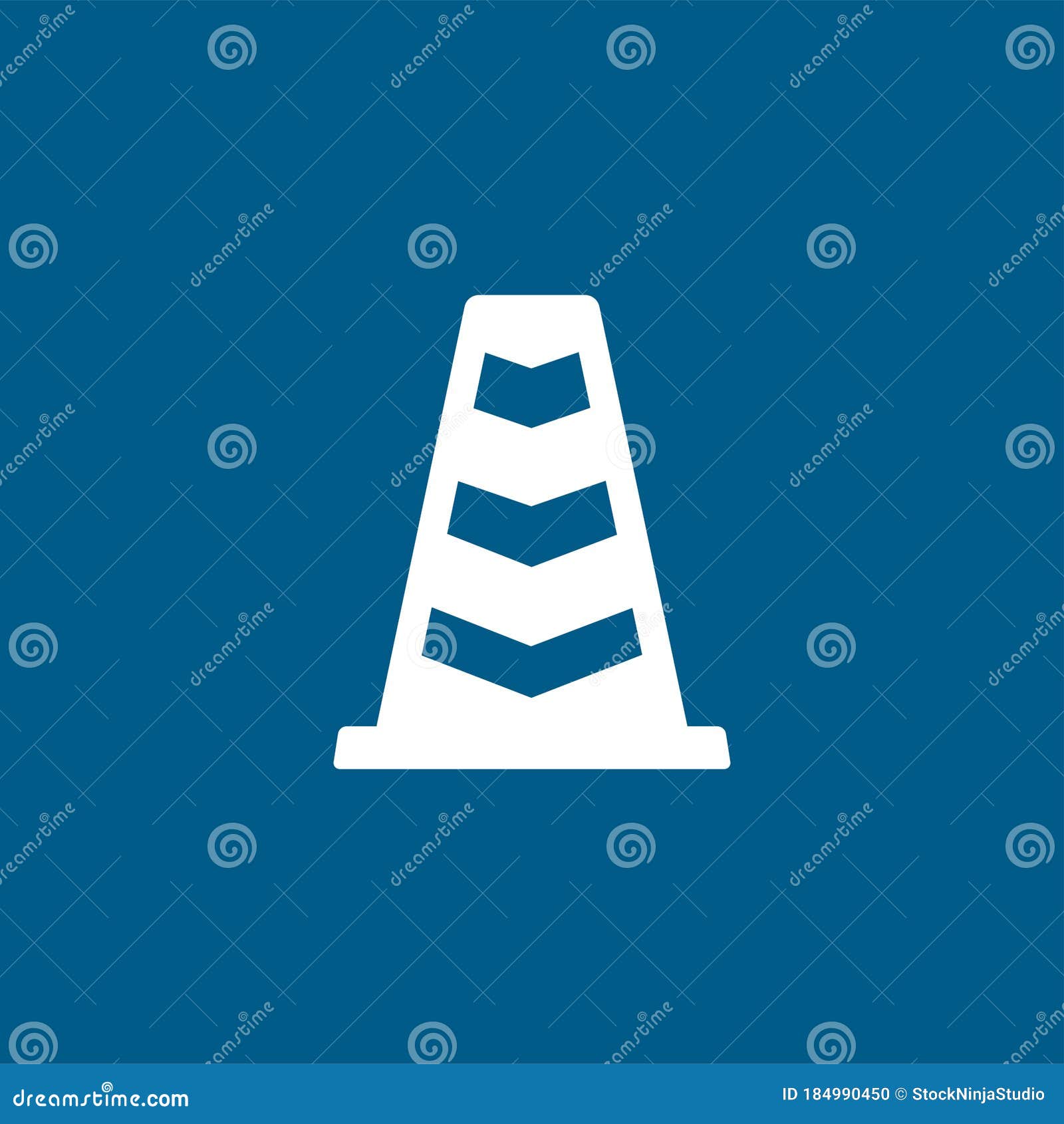 Traffic Cone Icon on Blue Background. Blue Flat Style Vector ...