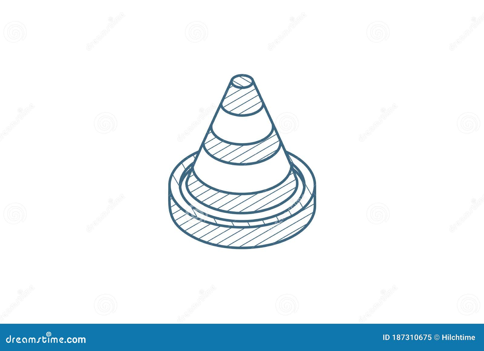 Traffic Cone Isometric Icon. 3d Line Art Technical Drawing. Editable ...