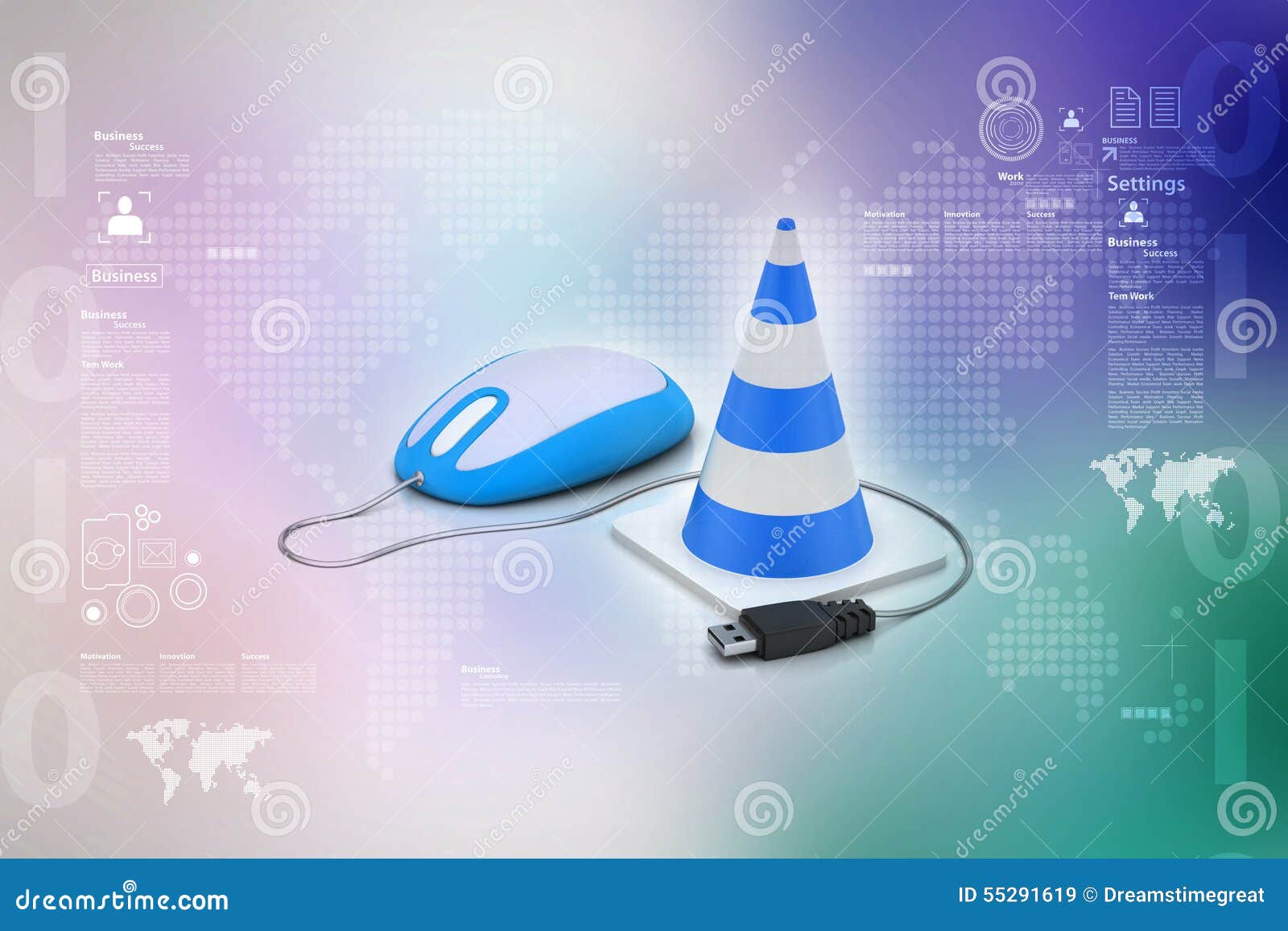 The Traffic Cone with Mouse Stock Illustration - Illustration of pose ...
