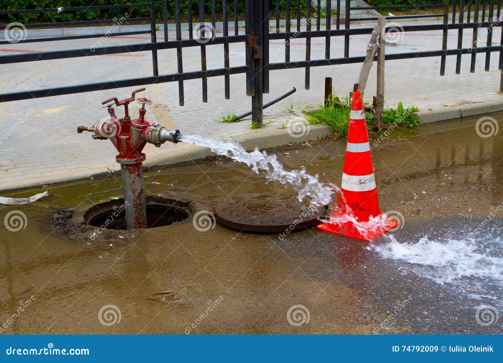Traffic Cone and Old Red Fire Hydrant Stock Image - Image of industry ...
