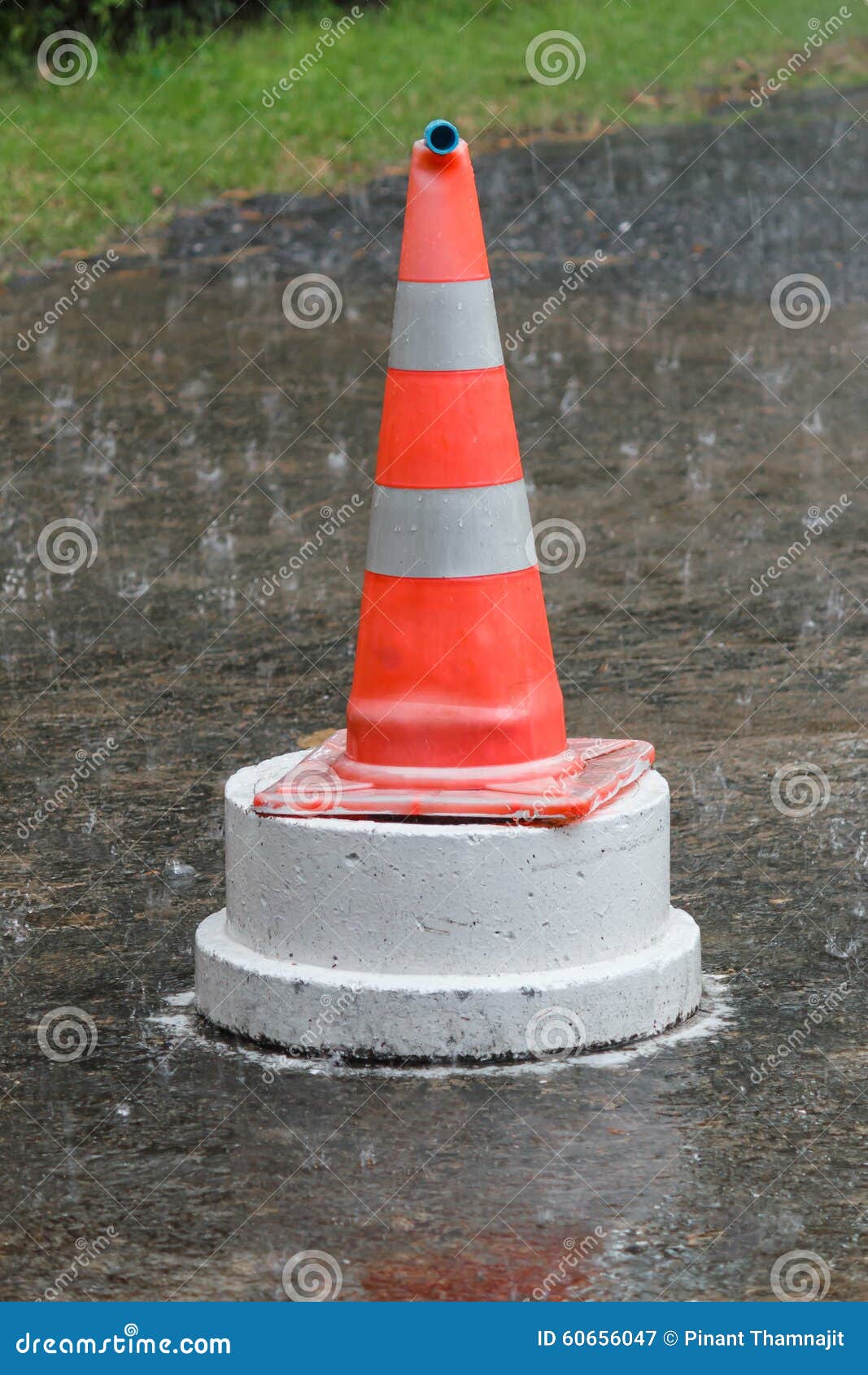 Traffic cone in the rain. stock image. Image of line - 60656047