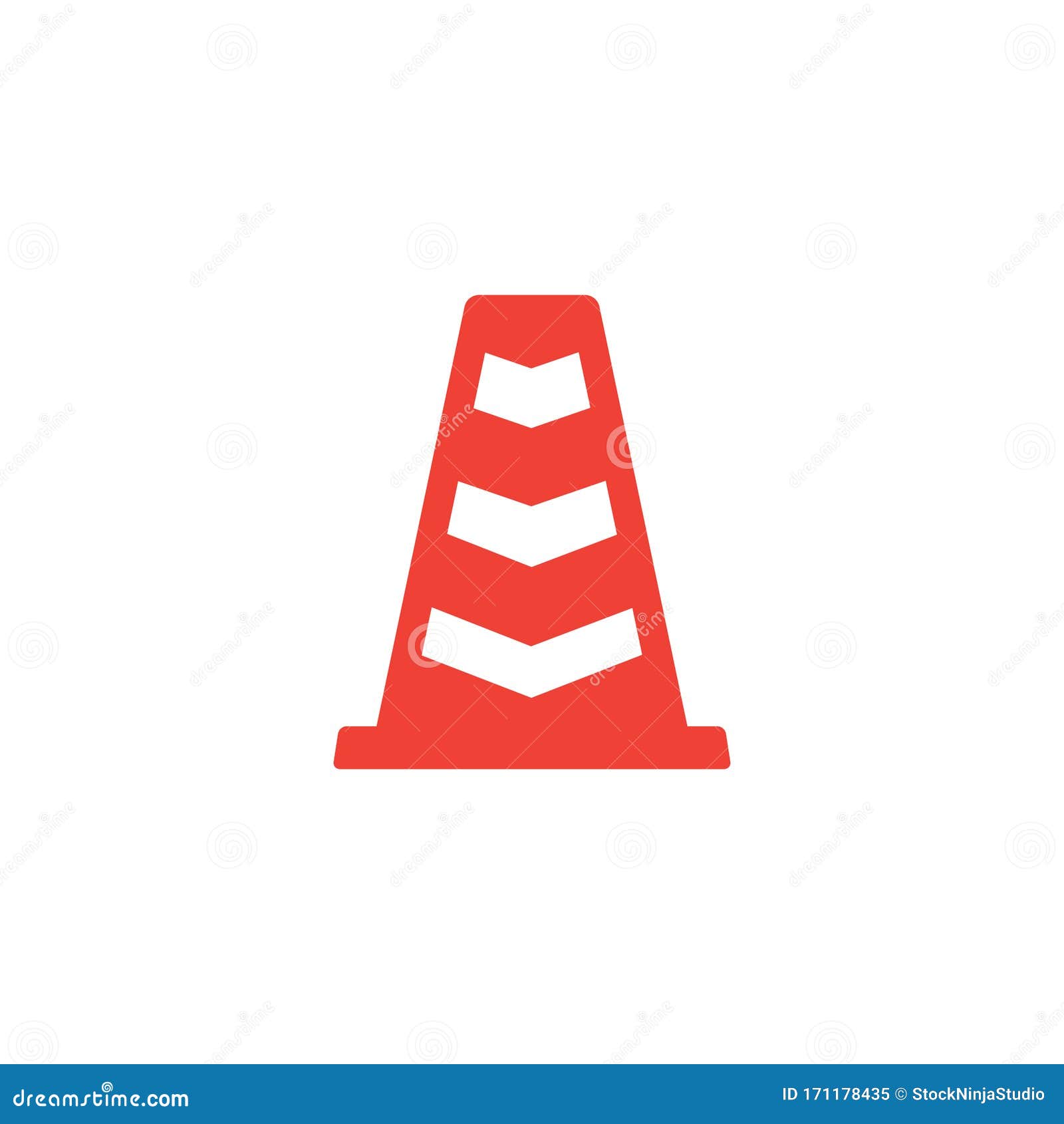 Traffic Cone Red Icon on White Background. Red Flat Style Vector ...