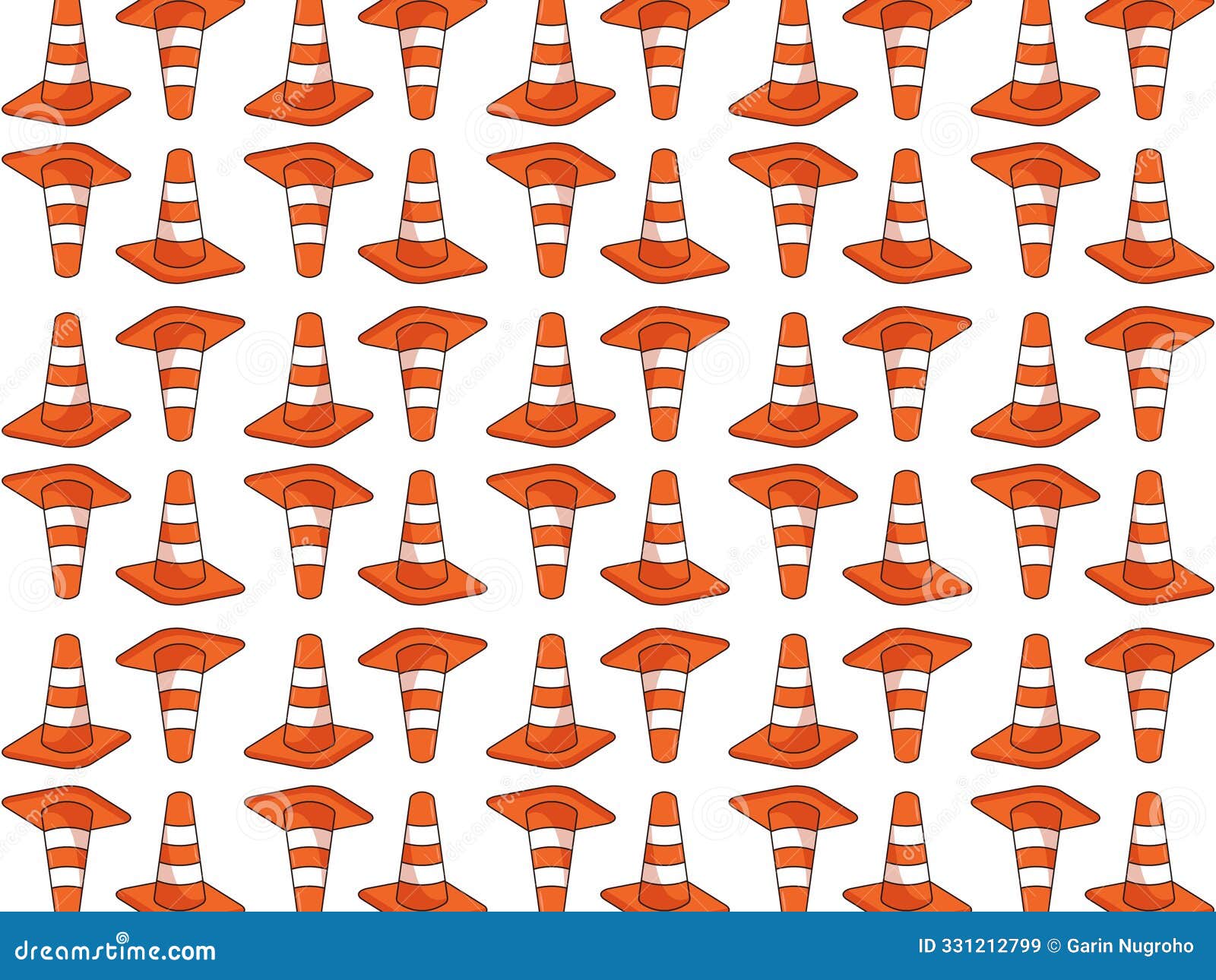 Traffic Cone Seamless Pattern on a White Background Stock Illustration ...