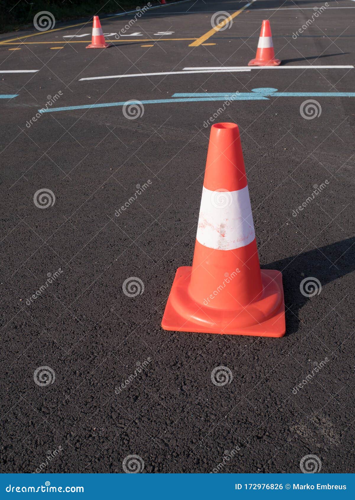 Traffic Cone with Shadow on Asphalt Stock Photo - Image of industrial ...