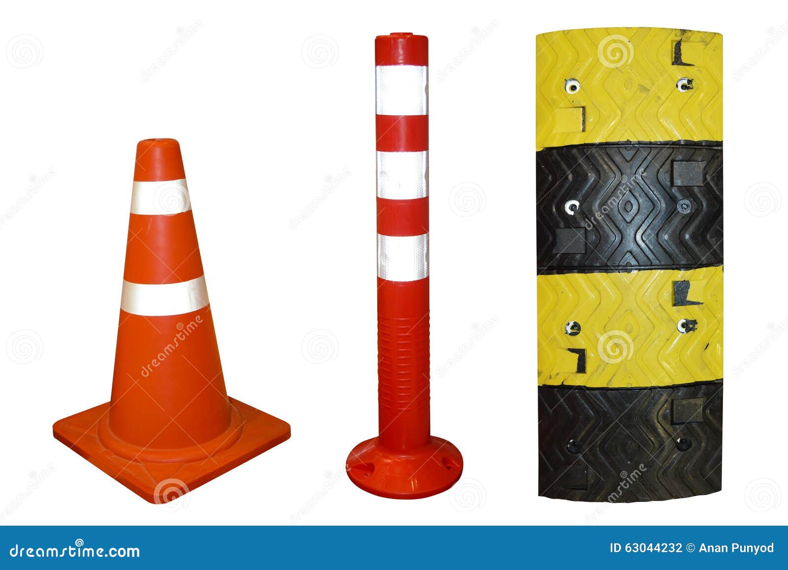 Traffic Cone and Traffic Pole and Plastic Speed Bumps Stock Photo ...