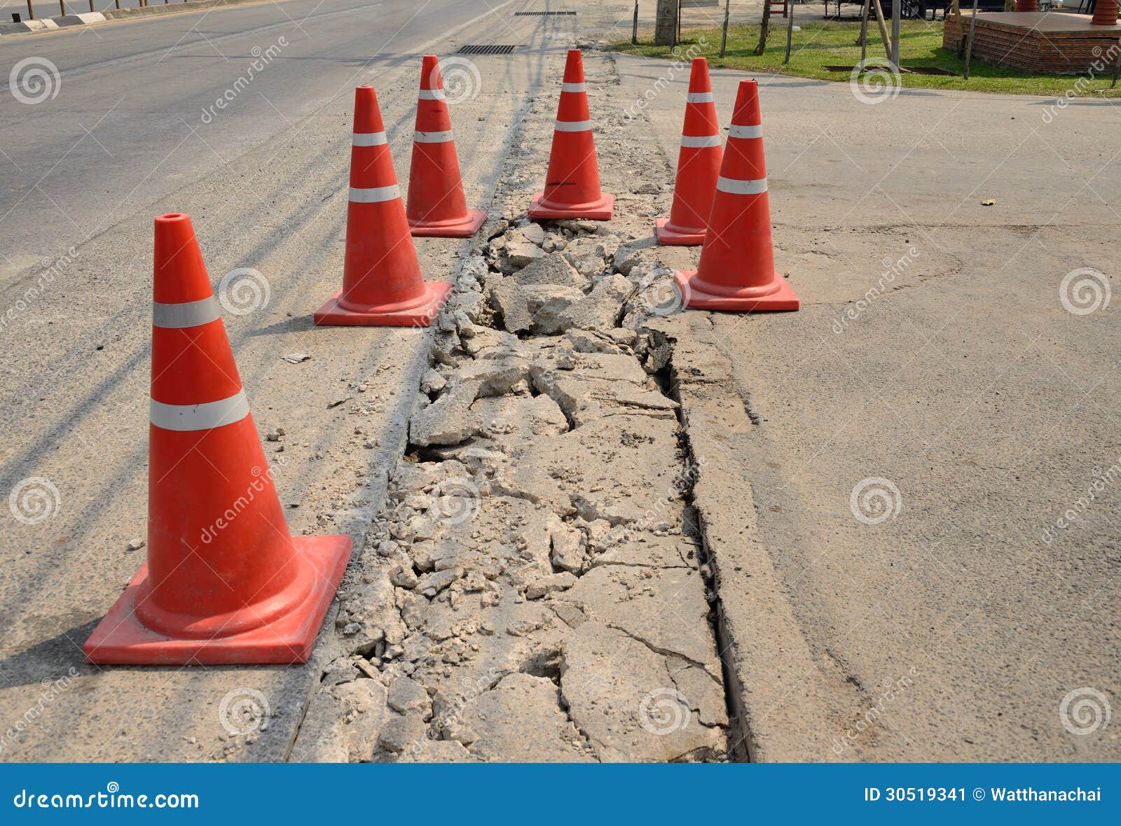 Traffic Cone Used on Concrete Pavement . Stock Image - Image of warning ...