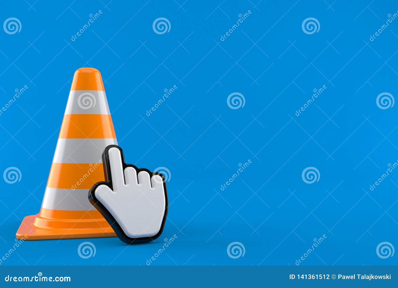 Traffic Cone with Web Cursor Stock Illustration - Illustration of ...