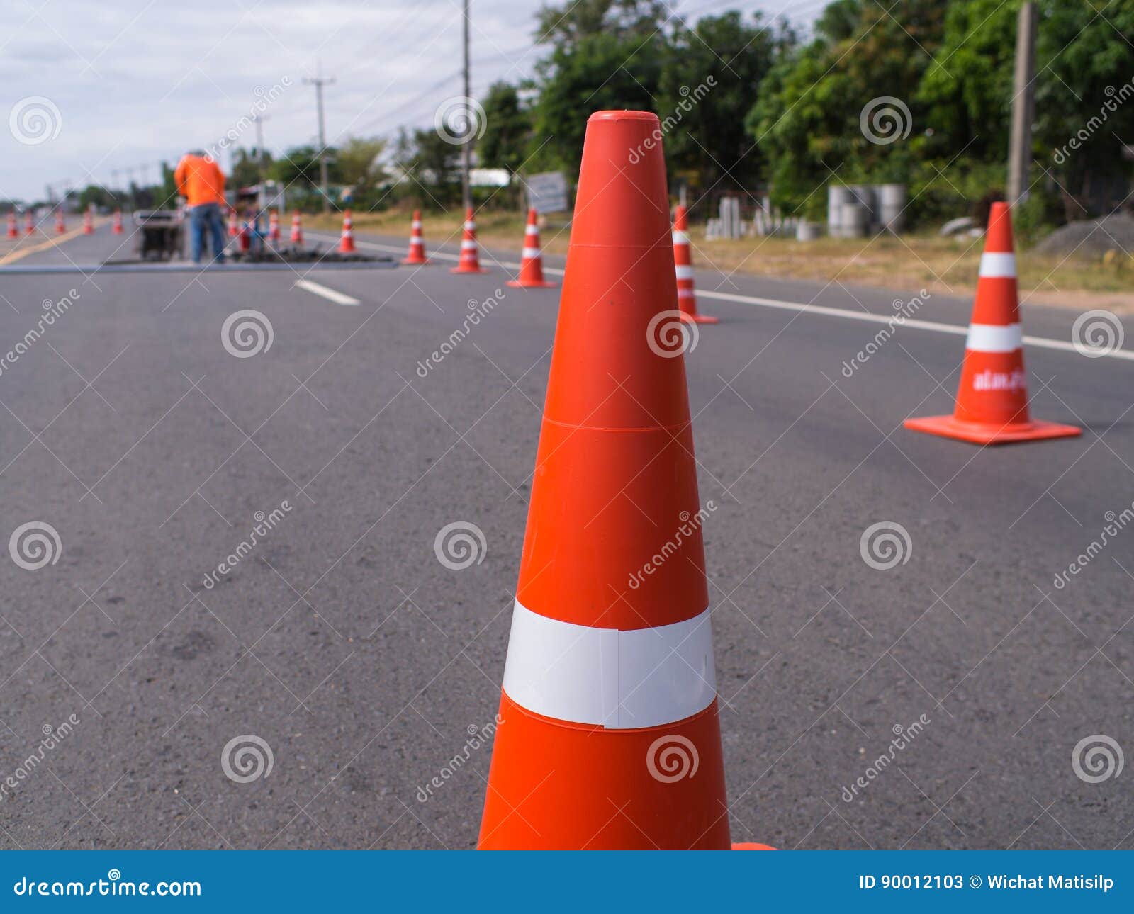 Traffic Cones Blocking the Road Stock Image - Image of caution, signal ...
