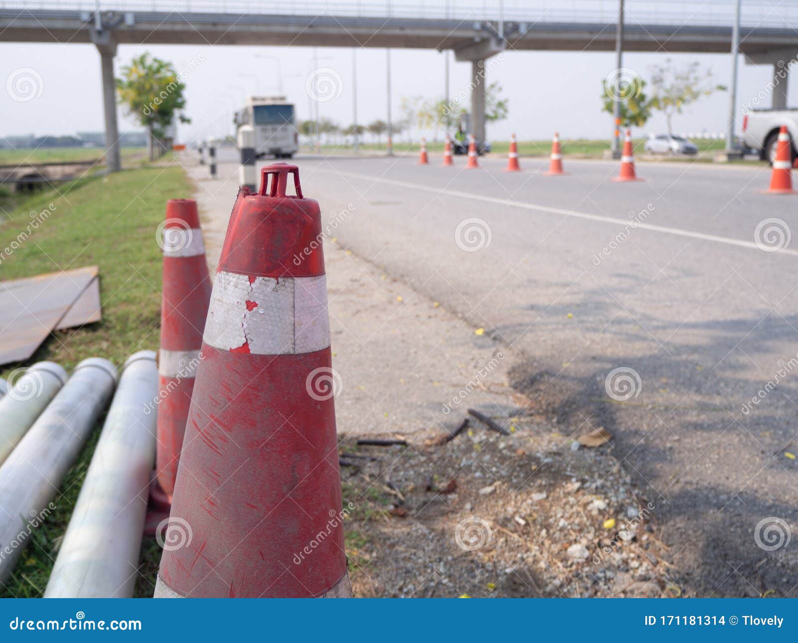 Traffic cones and stock photo. Image of notice, dramatic - 171181314