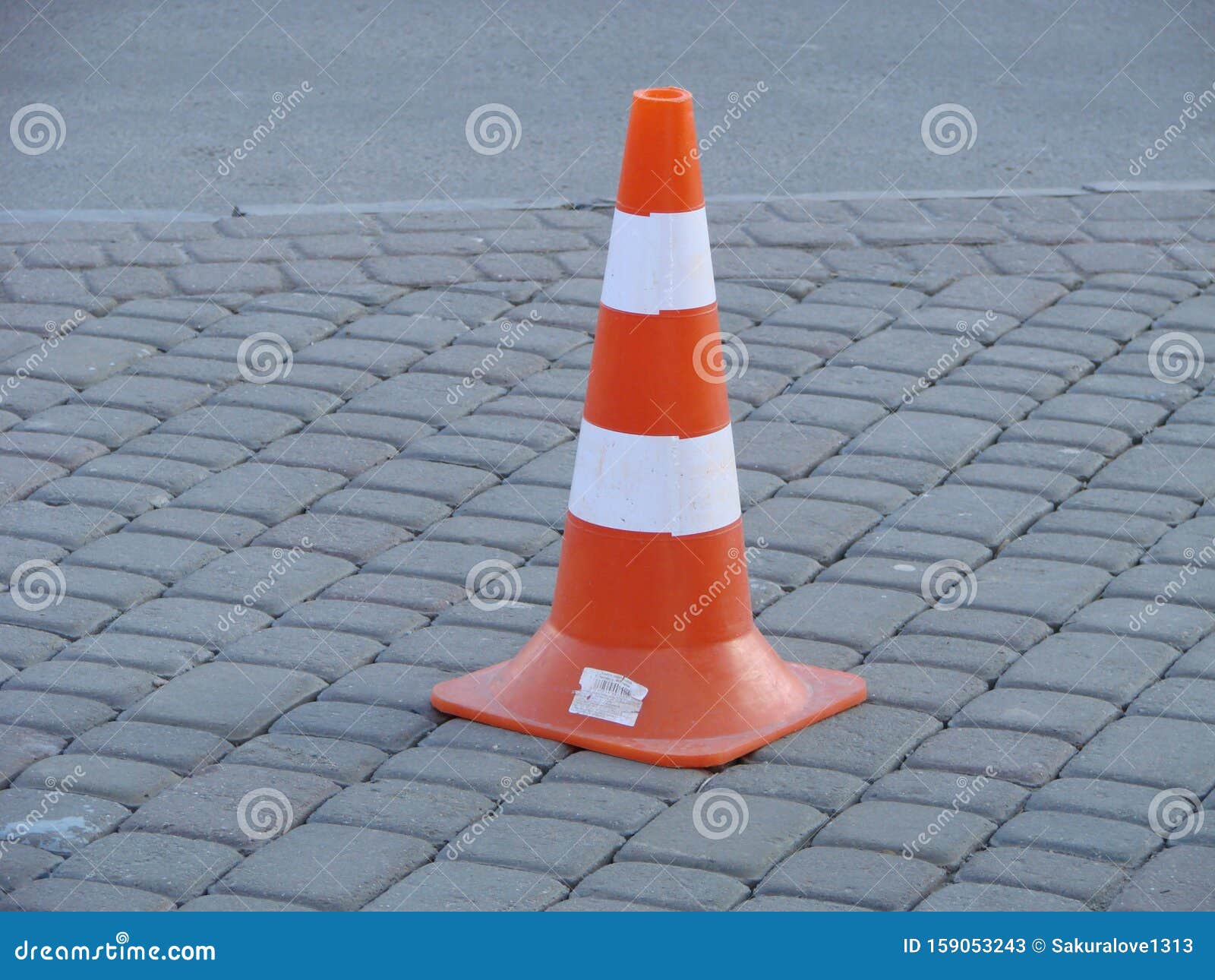 Traffic Cones Lined Up on the Side of Road Stock Image - Image of sign ...