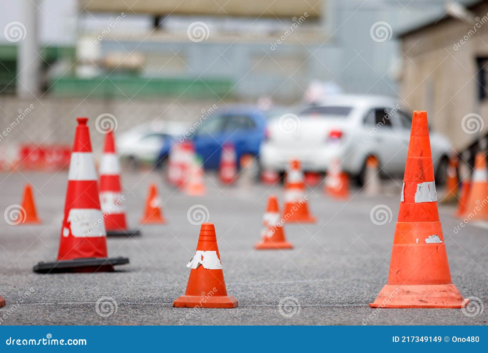 Traffic Cones at a Motorcycle Driving School. Stock Image - Image of ...