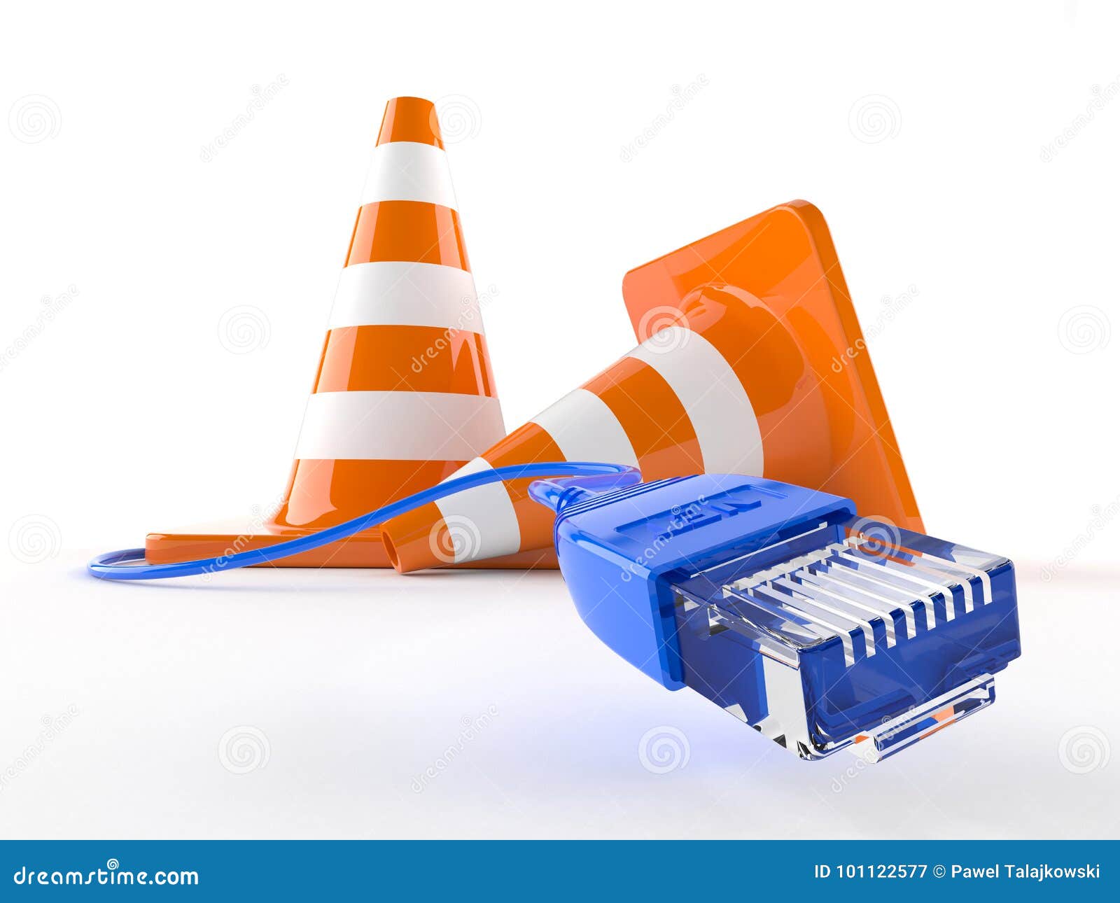 Traffic Cones with Network Cable Stock Illustration - Illustration of ...