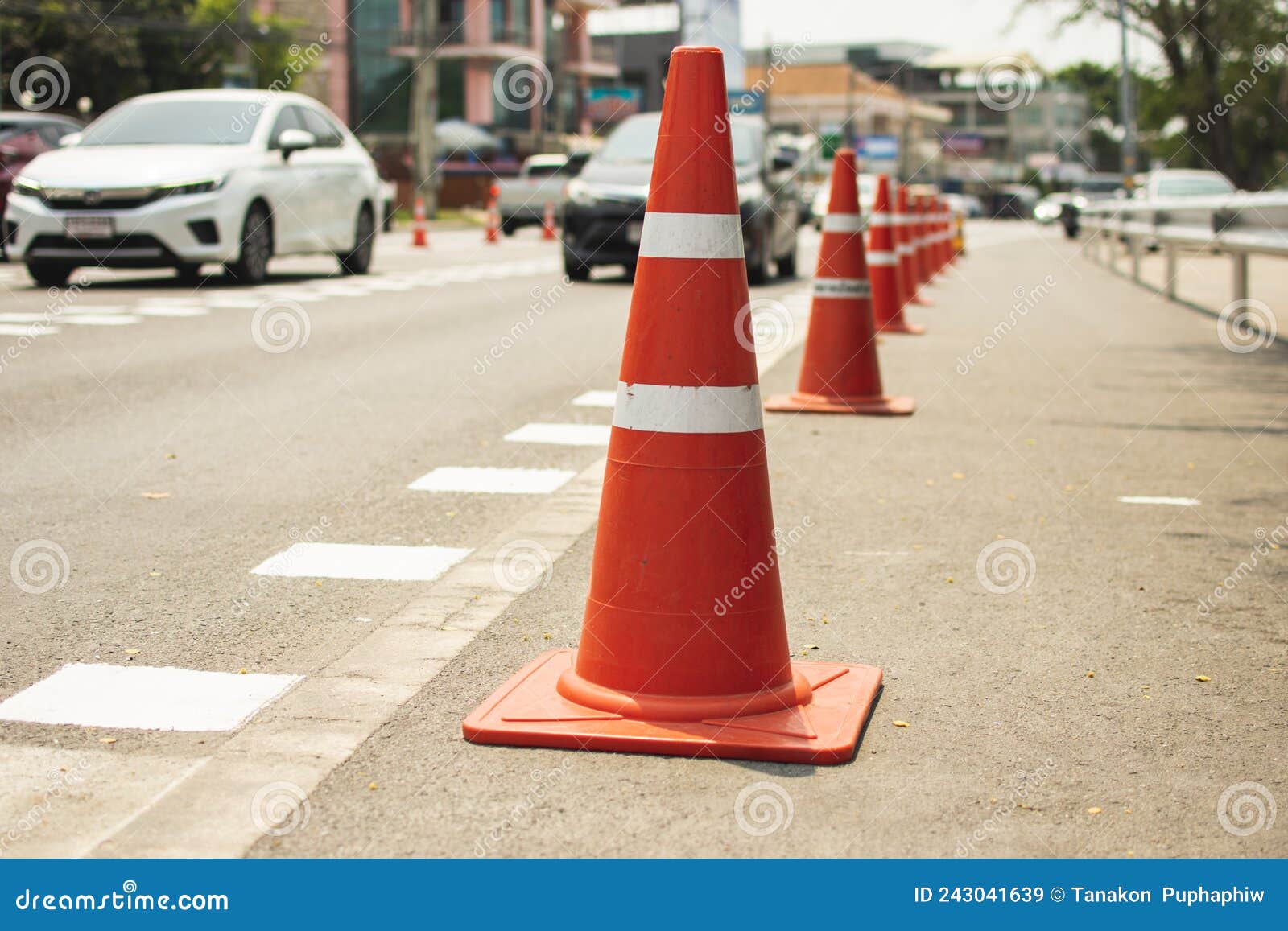 Traffic Cones are Placed on the Road Stock Image - Image of repair ...