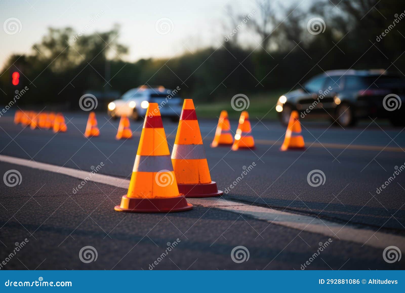Traffic Cones on the Roadside Indicating Dui Checkpoint Stock Photo ...