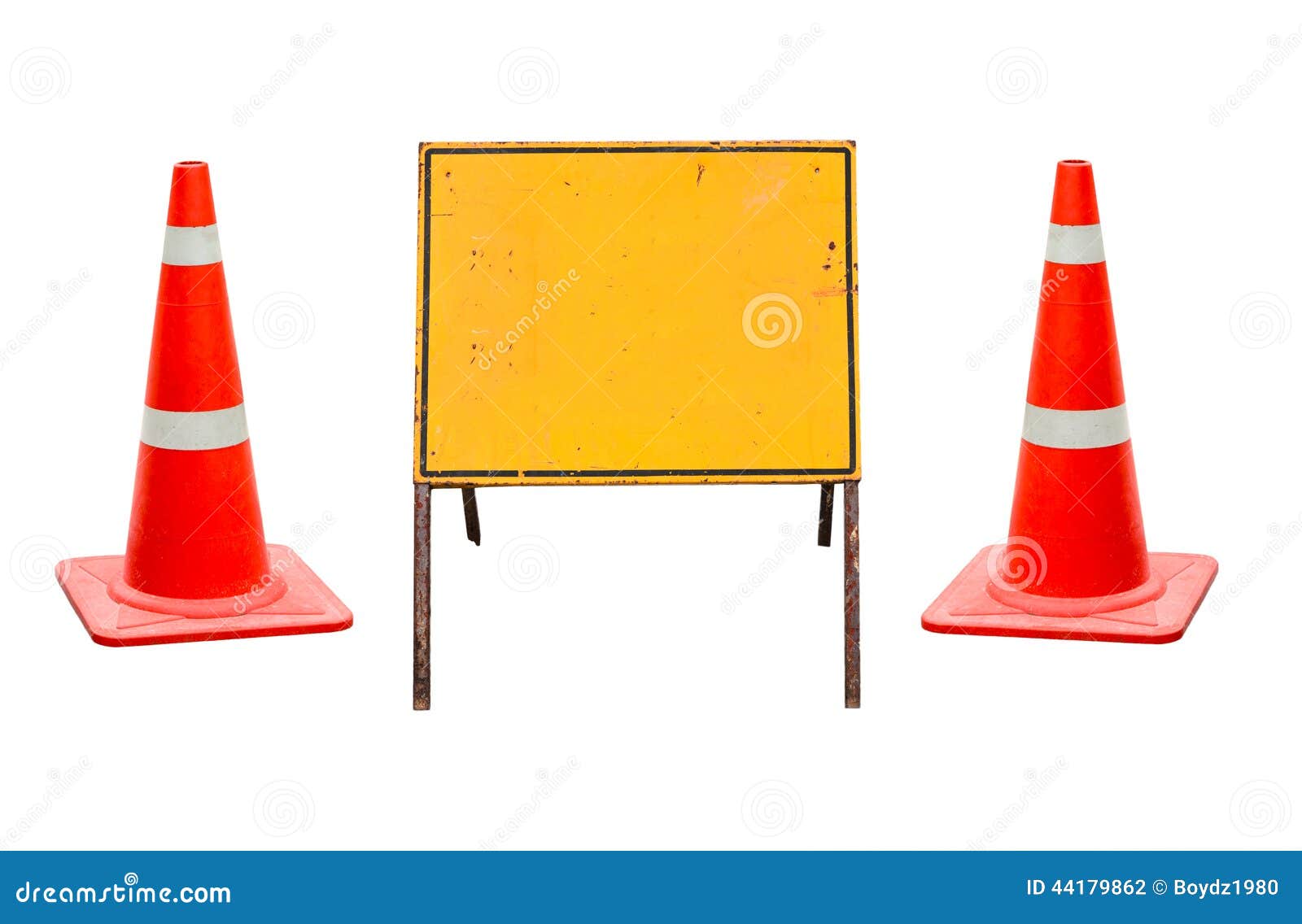 Traffic Cones with Sign Banner Stock Photo - Image of cone ...