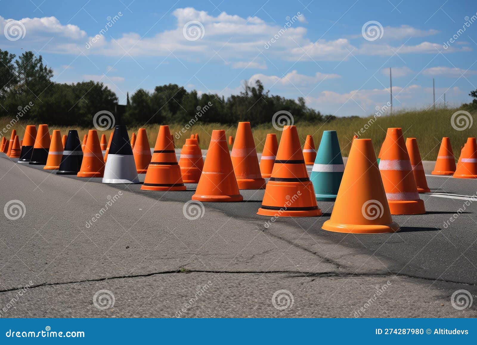 Traffic Cones in a Variety of Colors, Adding Visual Interest To the ...