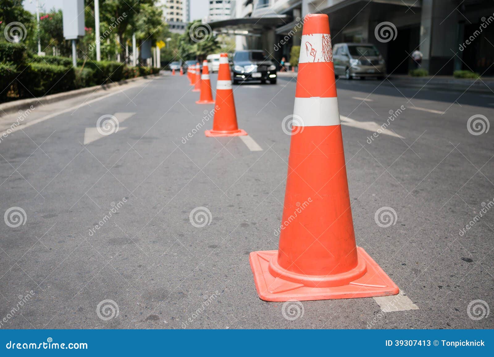 Traffic Control Cones At Side Street Stock Image Image Of Direction