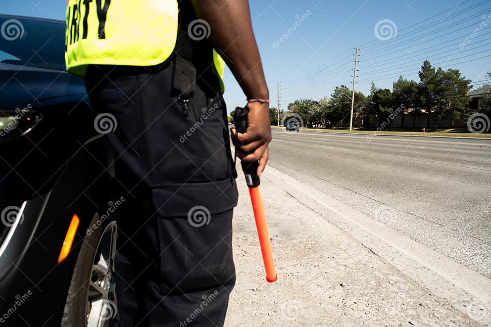 Traffic Control with Stop Slow Sign According To Construction Plan ...