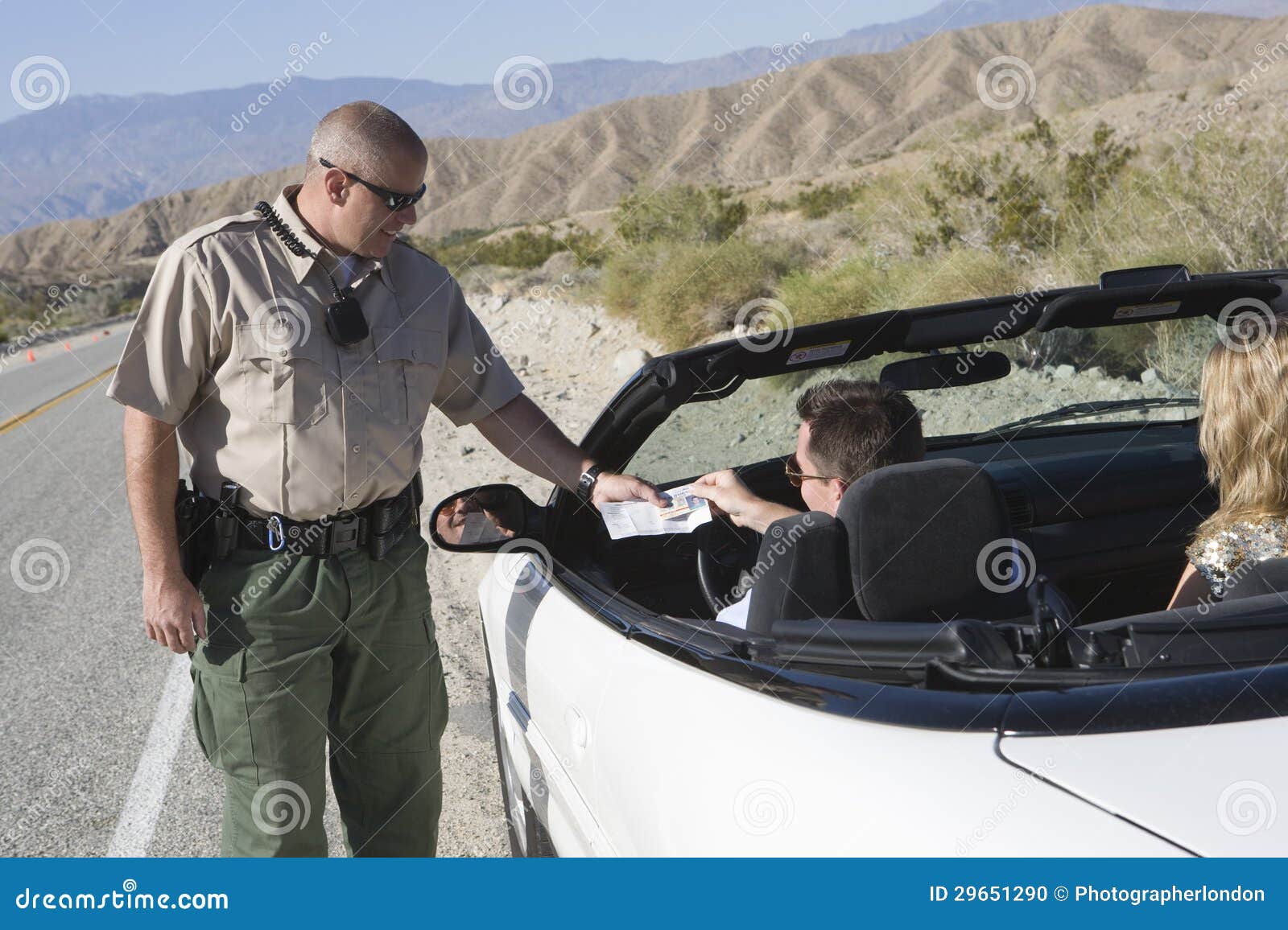 Traffic Cop Checking Man S License Stock Photo - Image of checking ...