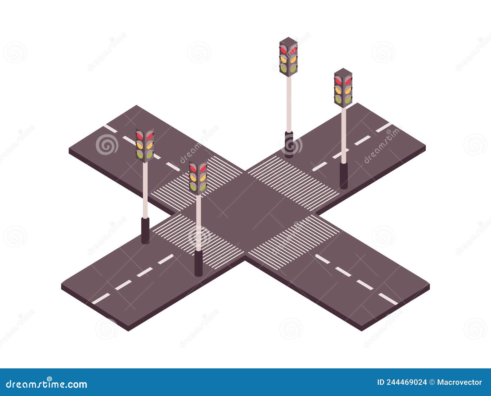 Traffic Crossroad Isometric Composition Stock Vector - Illustration of ...
