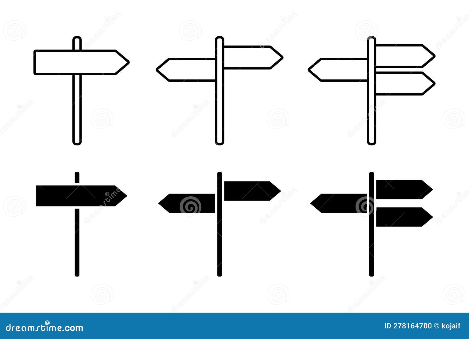 Traffic Direction Board Vector Icon Set. Linear Signboard Symbol Stock ...