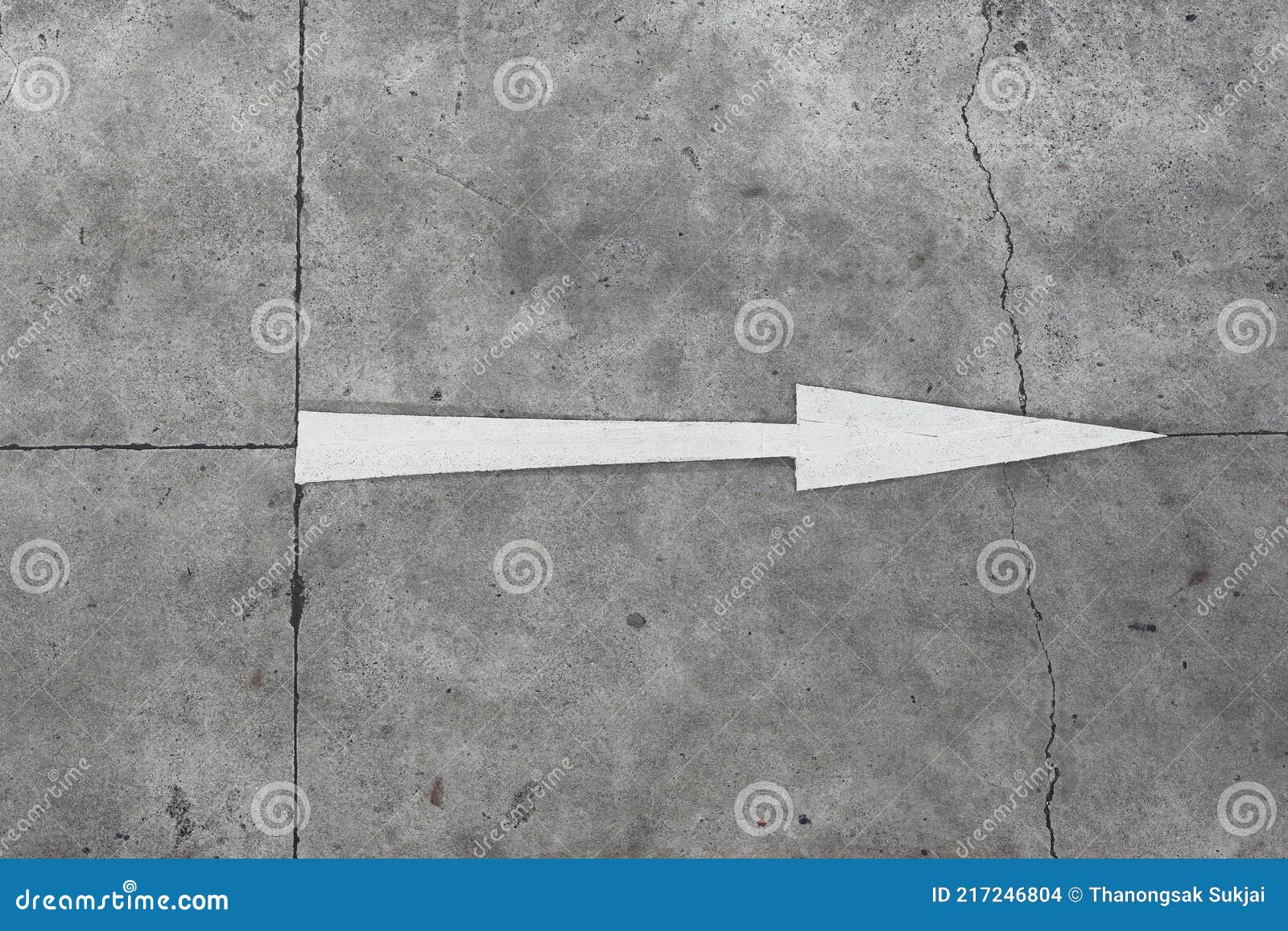 Traffic Direction Painted on the Concrete Road. Straight Forward Arrow ...