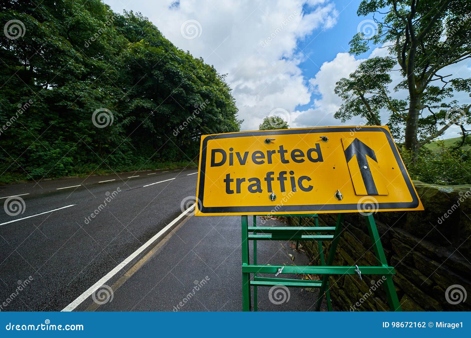 Traffic Diversion stock photo. Image of road, yellow - 98672162