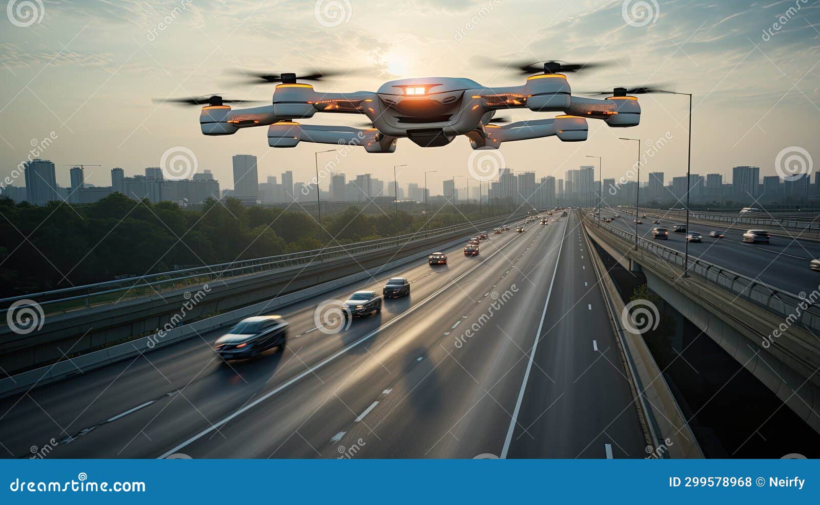 Traffic Drone Controlling Highway Stock Photo - Image of outdoors ...