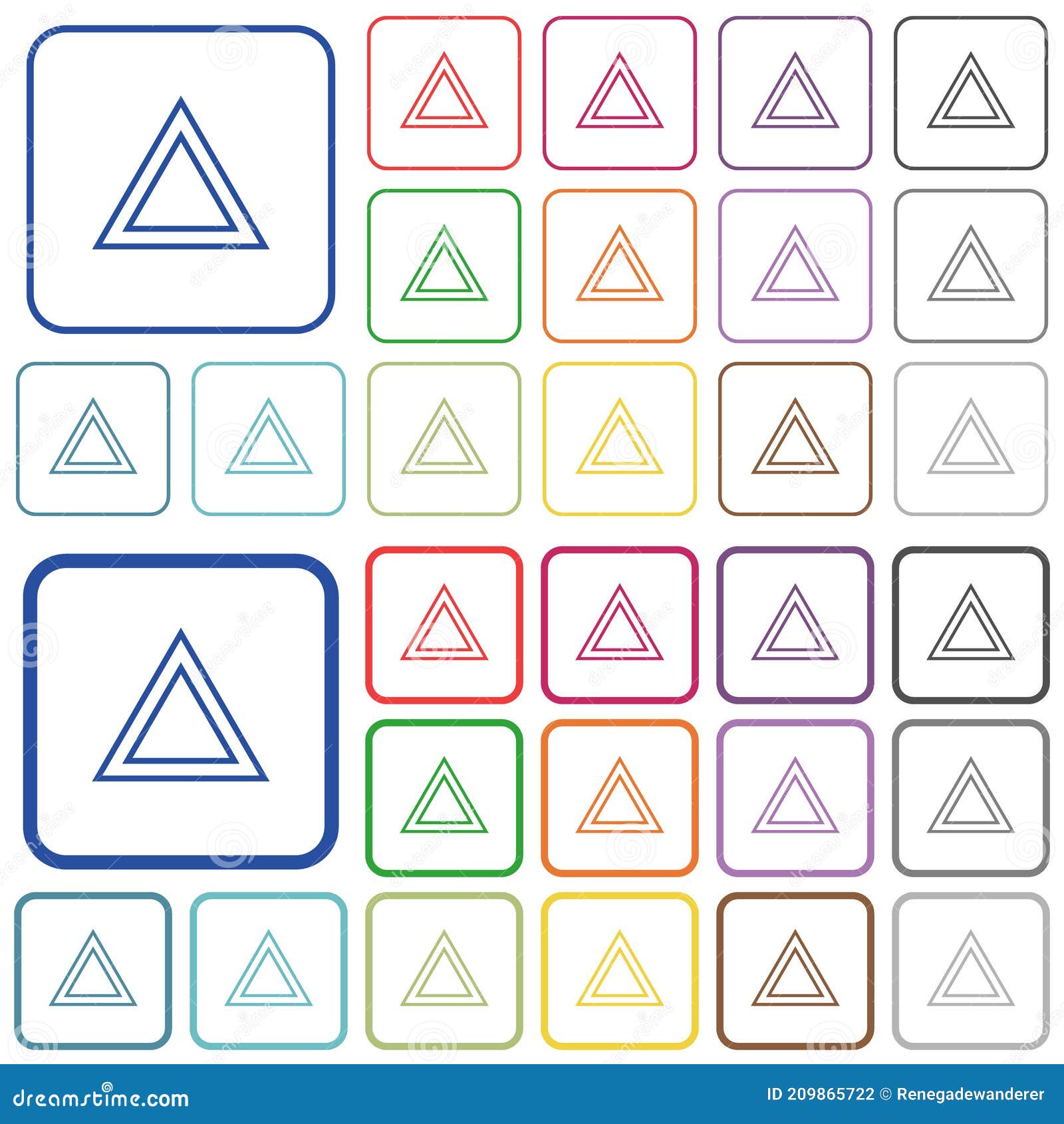 Traffic Emergency Triangle Outlined Flat Color Icons Stock Vector ...