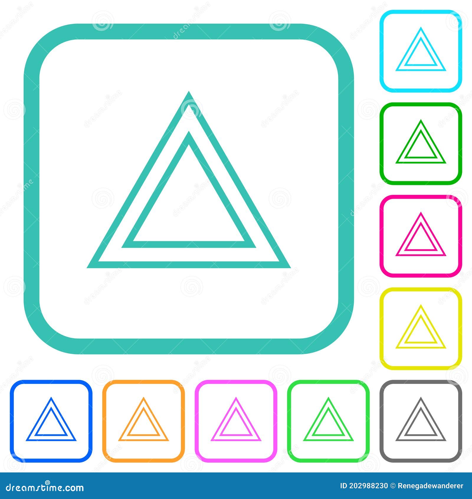 Traffic Emergency Triangle Vivid Colored Flat Icons Stock Vector ...