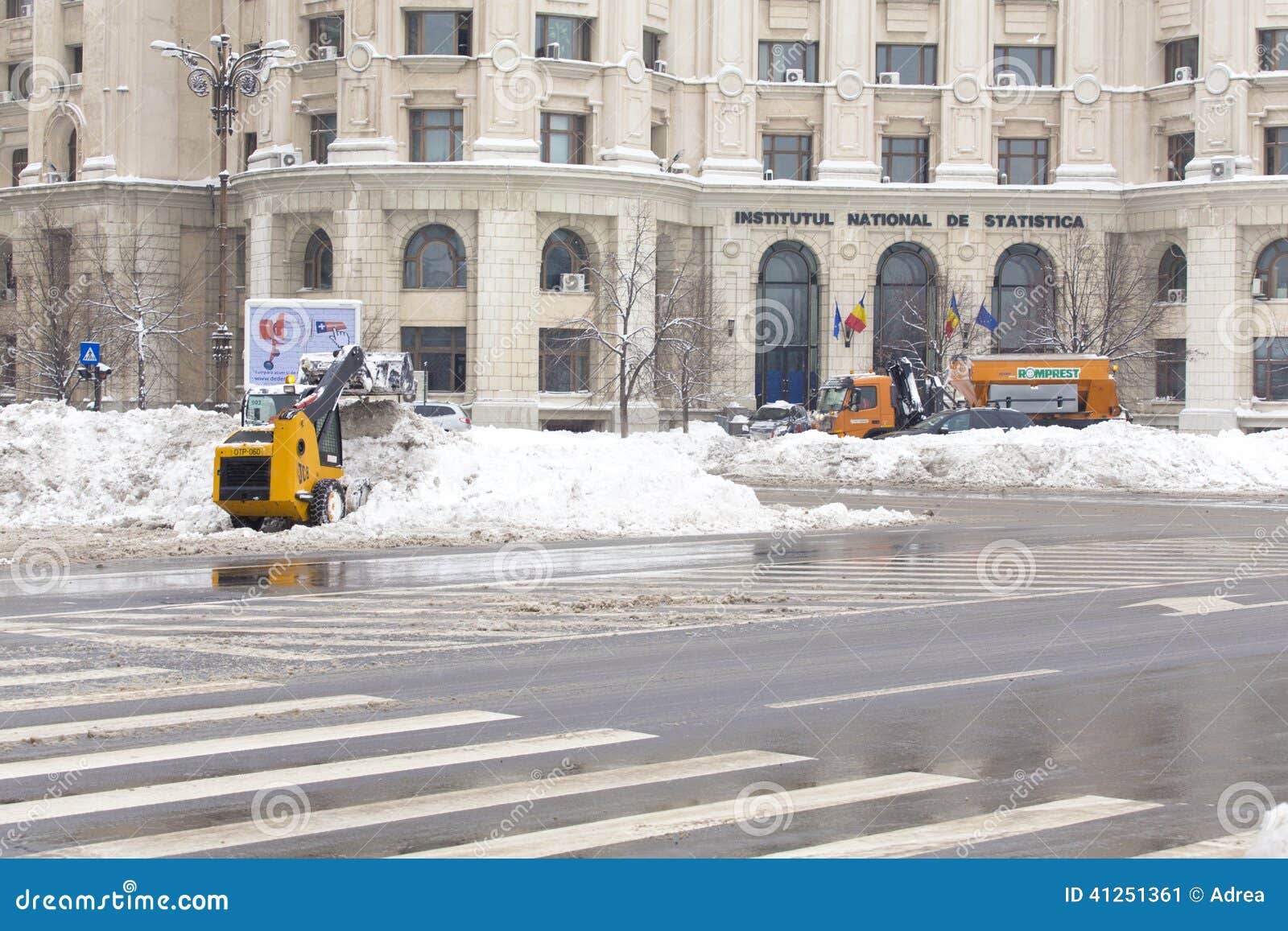 Small Bulldozer Clearing the Snow Off the Road Editorial Photo - Image ...