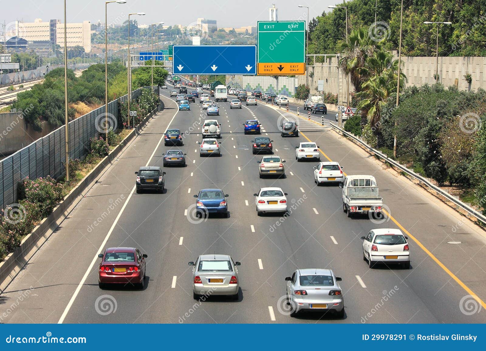 Freeway Traffic. Tel Aviv, Israel. Stock Image - Image of movement ...