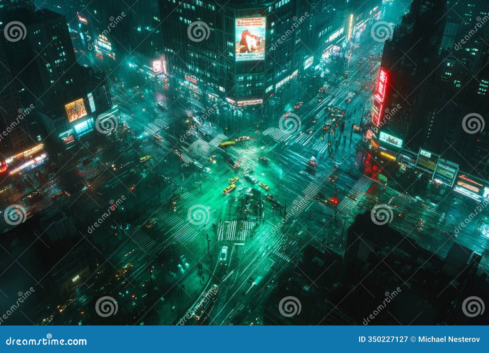Traffic Flowing through Times Square in City at Night Stock Image ...