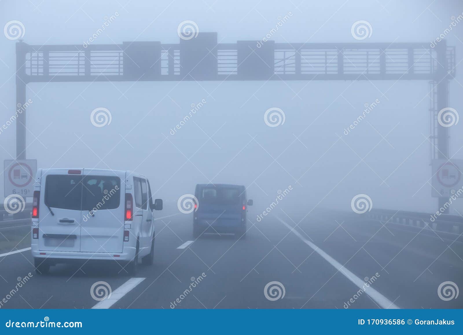 Traffic during fog stock photo. Image of automobile - 170936586