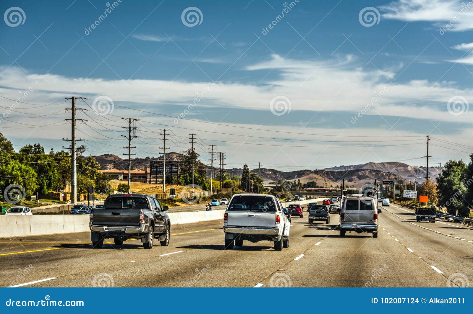 Traffic on 101 Freeway Northbound Stock Photo - Image of distance ...